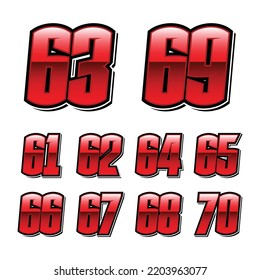 Simple Racing Start Red Number Vector Stock Vector (Royalty Free ...