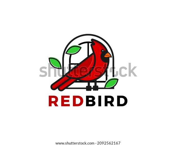 Simple Red Bird Logo Illustration Standing Stock Vector (Royalty Free ...