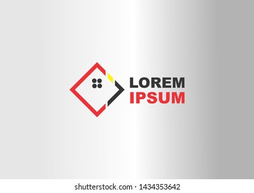 Simple Red Black Logos Buildings Stock Vector (Royalty Free) 1434353642 ...