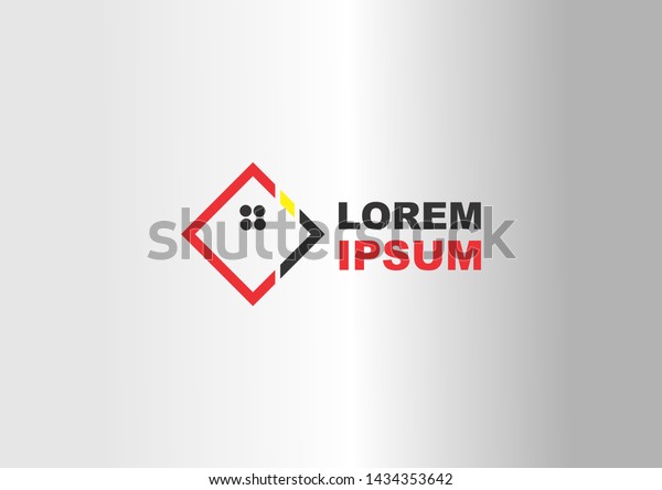 Simple Red Black Logos Buildings Stock Vector (Royalty Free) 1434353642 ...