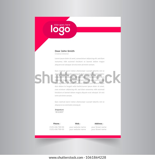 Simple Red Color Letter Head Design Stock Vector (Royalty Free) 1061864228