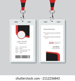 Simple Red Id Card Design Template Stock Vector (Royalty Free ...