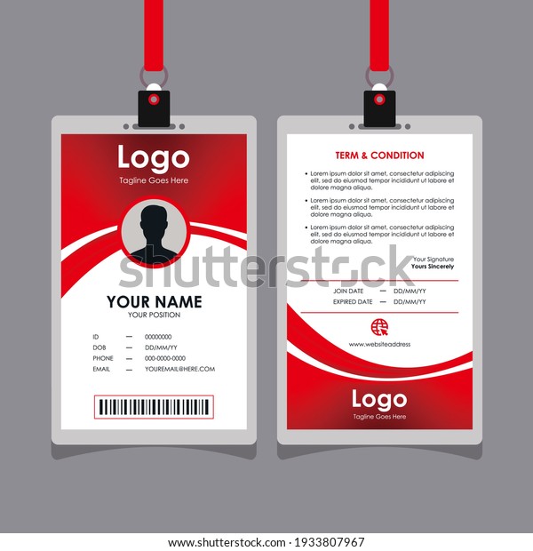 Simple Red Smooth Curvy Id Card Stock Vector (Royalty Free) 1933807967 ...