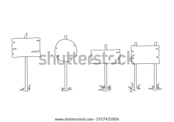 Simple Road Signposts Billboard Sketch Illustration Stock Vector ...