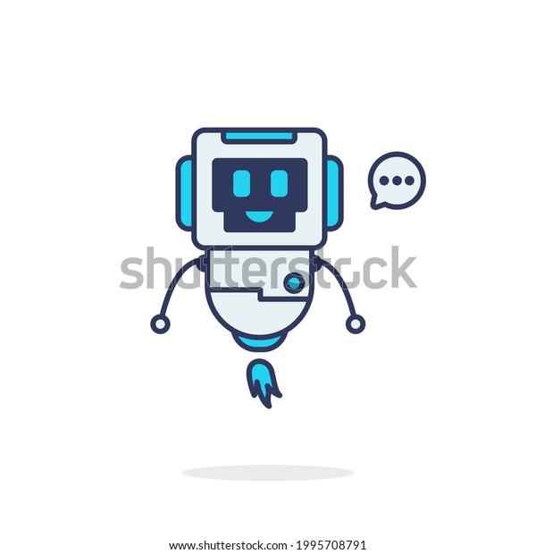 Simple Robot Logo Mascot Cute Character Stock Vector (Royalty Free ...