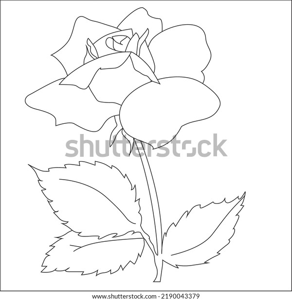 Simple Rose Flower Line Drawing Design Stock Vector (Royalty Free ...