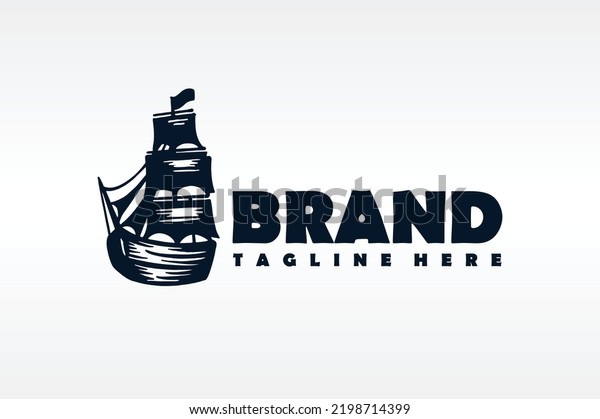 Simple Sailing Ship Black Logo Stock Vector (Royalty Free) 2198714399 ...