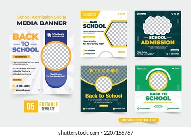 Simple School Admission Web Banner Template Stock Vector (Royalty Free ...