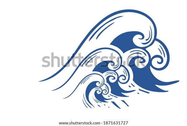 Simple Sea Waves Logo Eps Format Stock Vector (Royalty Free) 1871631727 ...