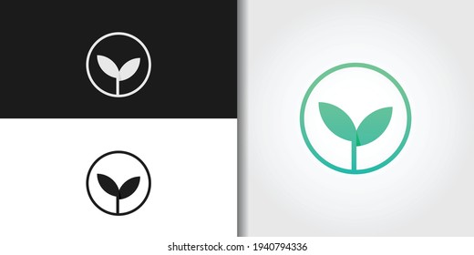 Simple Seed Plant Logo Set Template Stock Vector (Royalty Free ...