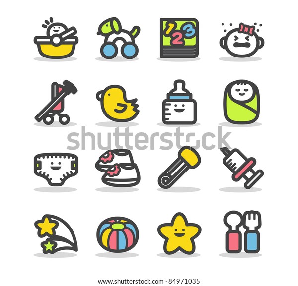 Simple Series Baby Icon Set Stock Vector (Royalty Free) 84971035 ...