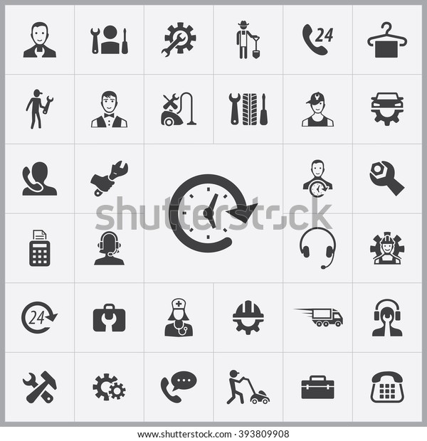 Einfache Service-Symbole gesetzt. Symbole für universellen Stock ...