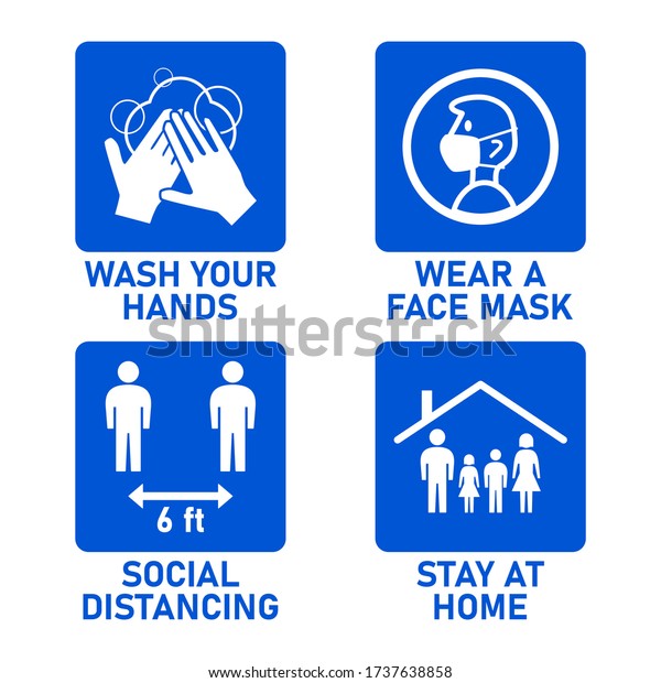 Vektor Stok Simple Set Blue White Instruction Icons (Tanpa Royalti ...