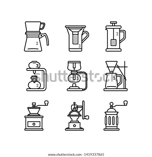 Simple Set Coffee Tool Icons Contains Stock Vector (Royalty Free ...