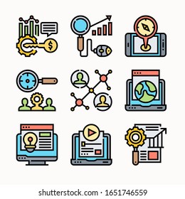 Simple Set Digital Marketing Color Icons Stock Vector (Royalty Free ...