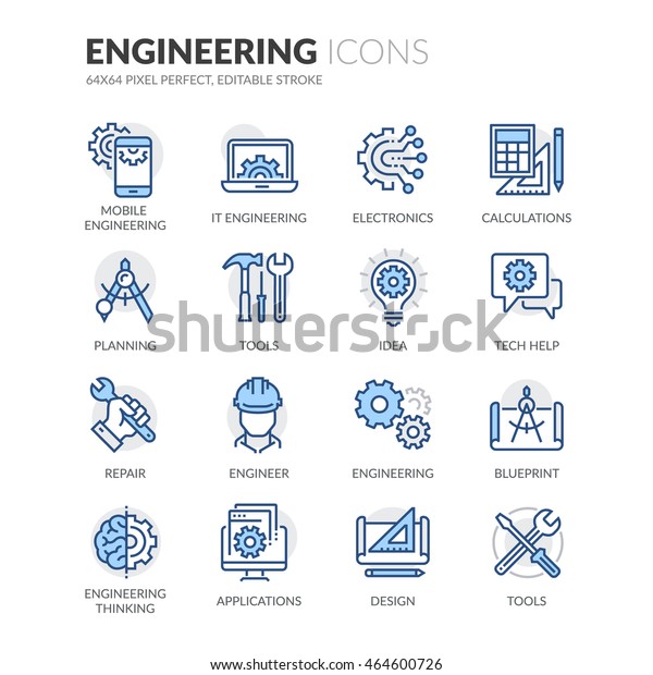 Simple Set Engineering Related Color Vector Stock Vector (Royalty Free ...