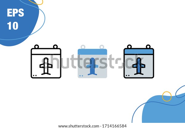 Simple Set Flying Reminder Calendar Airplane Stock Vector (Royalty Free ...