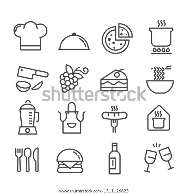 Sencillo conjunto de ícono de comida y bebida. Símbolo restaurante ...