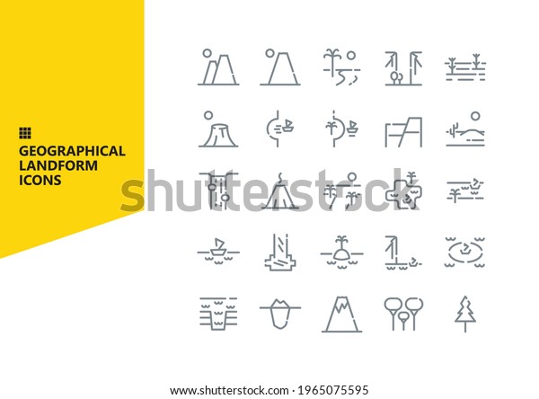 Simple Set Geographical Landform Icons Contains Stock Vector (Royalty ...
