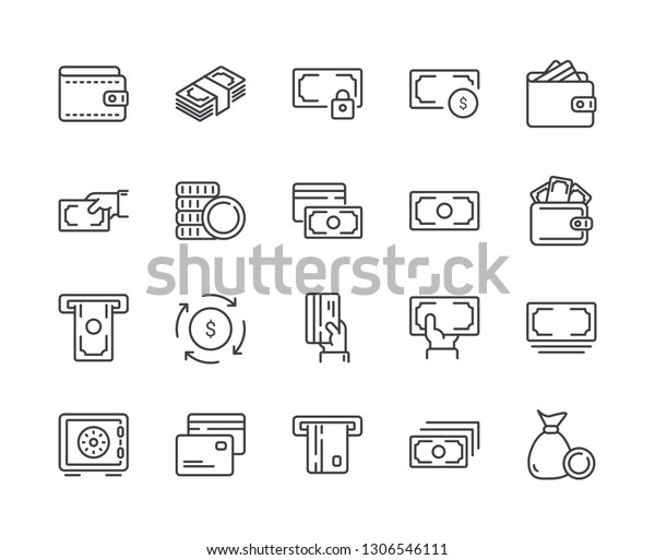 Simple Set Money Line Icon Editable Stock Vector (Royalty Free ...