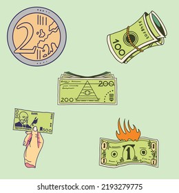 Simple Set Money Related Vector Icons Stock Vector (Royalty Free ...