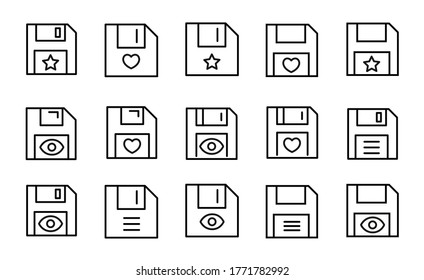 Simple Set Save Icons Trendy Line Stock Vector (Royalty Free ...