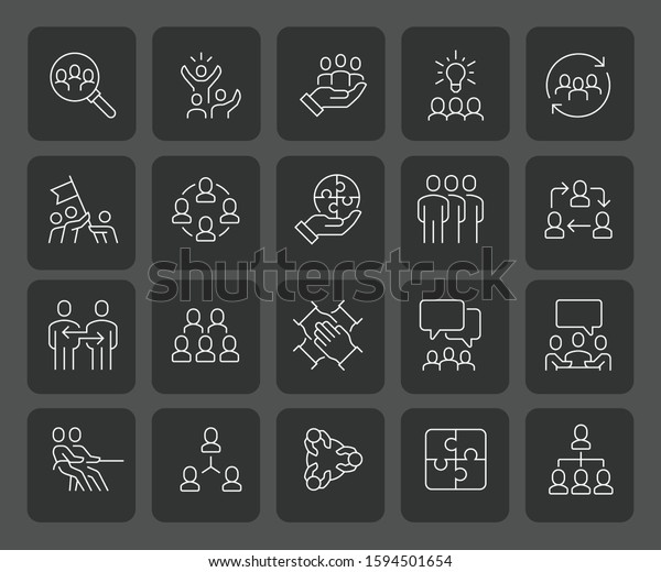 Simple Set Team Work Related Vector Stock Vector (Royalty Free) 1594501654