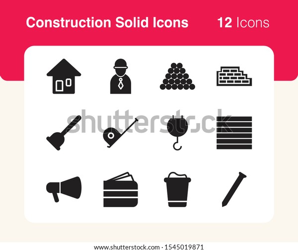 Simple Set Vector Solid Icons Construction Stock Vector (Royalty Free ...