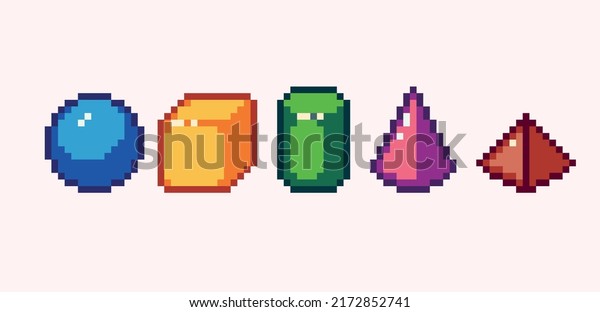 Simple Shapes Pixel Art Set Basic 库存矢量图（免版税）2172852741 | Shutterstock