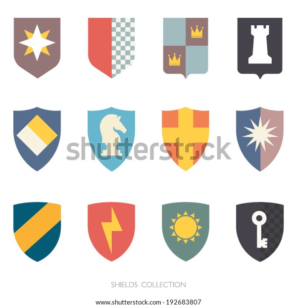Simple Shields Badges Design Logo Template Stock Vector (Royalty Free ...