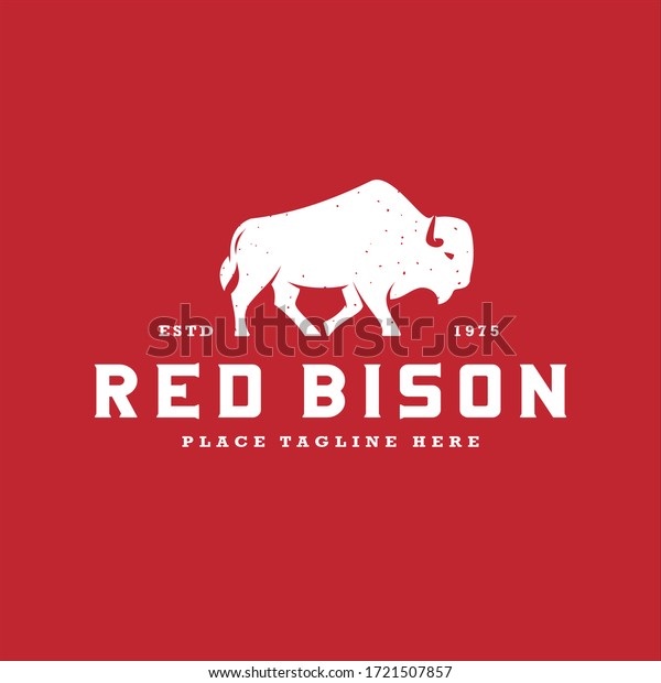 Simple Silhouette Bison Logo Design Stock Vector (Royalty Free) 1721507857