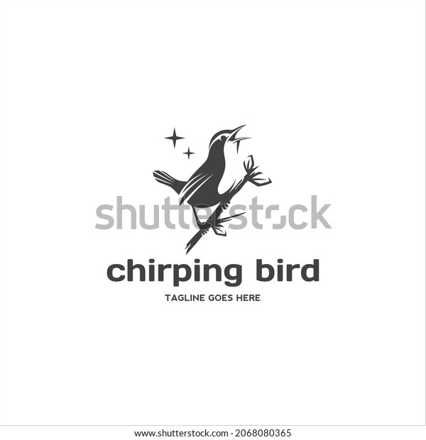 Simple Silhouette Cute Chirping Bird Logo Stock Vector (Royalty Free ...