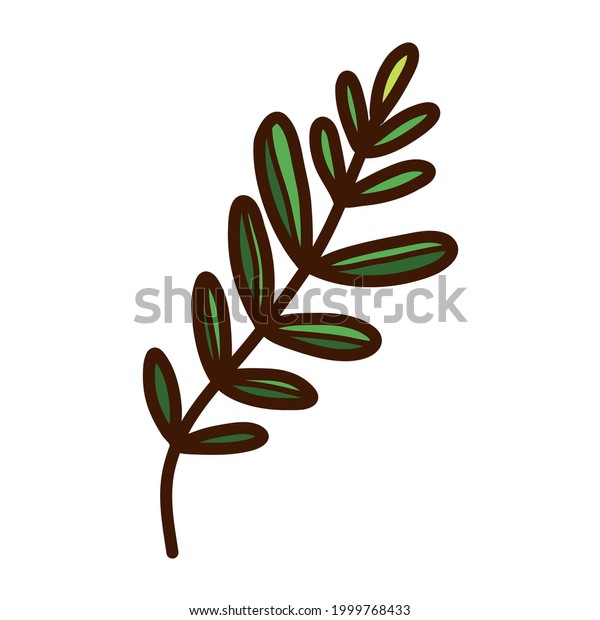 Simple Single Branch Curve Leaf Tree Stock Vector (Royalty Free ...
