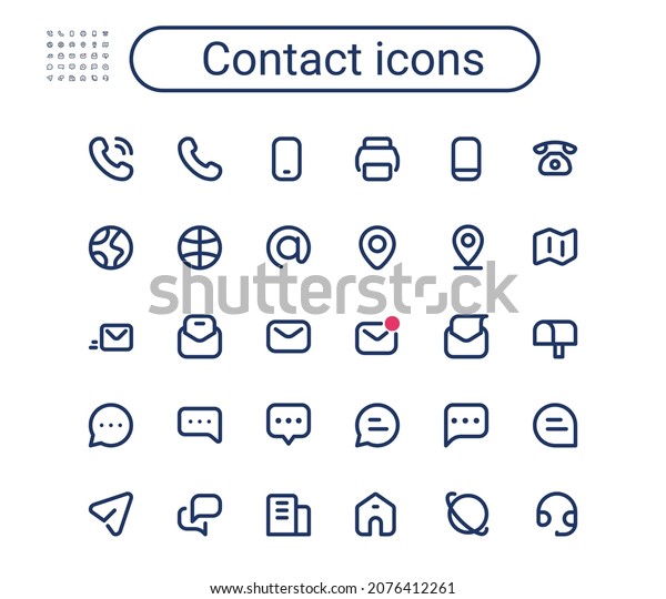 Simple Small Contact Line Icons Set Stock Vector (Royalty Free ...