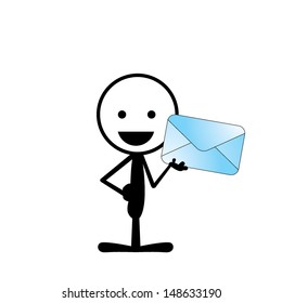 Cartoon Businessman Holding Mail Envelope Stock Vector (Royalty Free ...