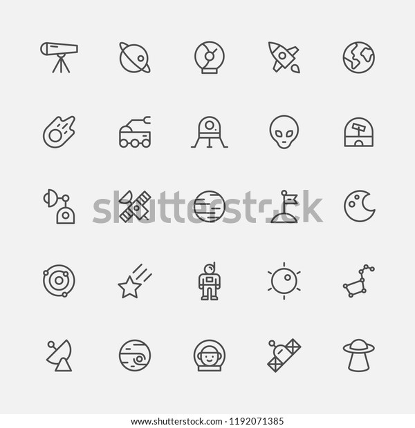 Simple Space Icons Black Outline Design Stock Vector (Royalty Free ...