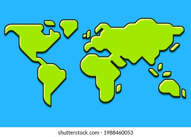 Simple Stylized World Map Silhouette Modern Stock Vector (Royalty Free ...