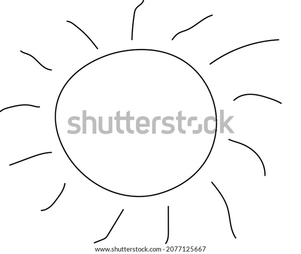 Simple Sun Hand Drawing Black White Stock Vector (Royalty Free ...