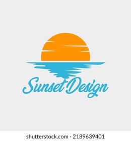 Simple Sunset Illustration Logo Design Vector Stock Vector (Royalty ...