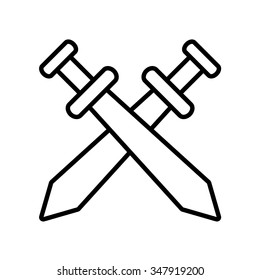 Simple Sword Outline Crossed Icon Vector Stock Vector (Royalty Free ...