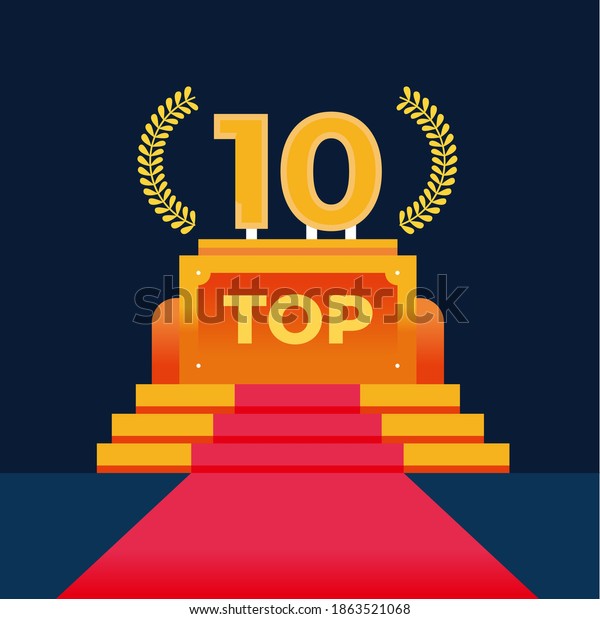 Simple Top Ten Podium Illustration Golden Stock Vector (Royalty Free ...