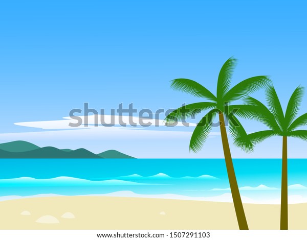 Simple Tropical Beach Scene Landscape Stock Vector (Royalty Free ...