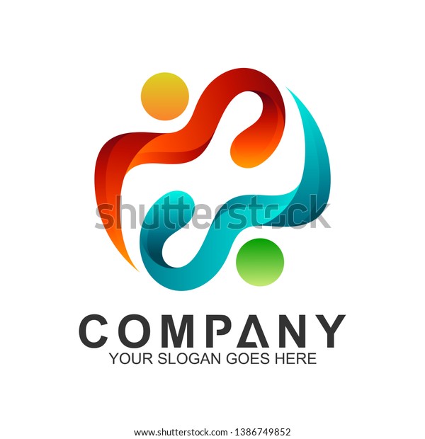 Simple Two People Logo Design Gradient Stock Vector (Royalty Free ...