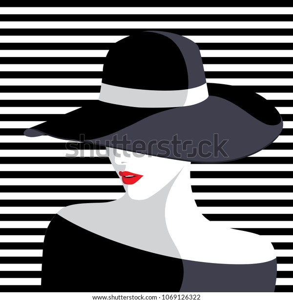 Simple Vector Illustration Beautiful Woman Wearing Stock Vector ...
