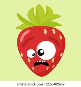 Simple Vector Illustration Cartoon Strawberry Face Stock Vector ...