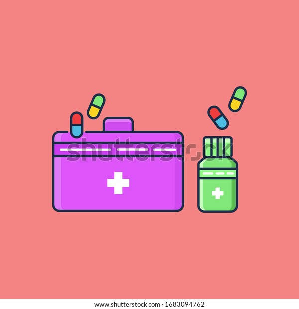 Simple Vector Medical Bag Flat Illustration Stock Vector (Royalty Free ...
