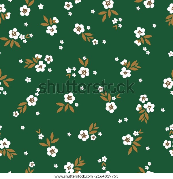 Simple Vintage Pattern White Flowers Golden Stock Vector (Royalty Free ...