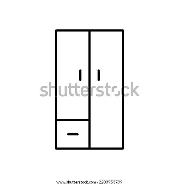 Simple Wardrobe Outline Vector Black Icon Stock Vector (Royalty Free ...