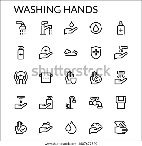 Simple Washing Hands Line Style Contain Stock Vector (Royalty Free ...