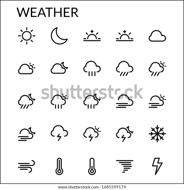 Simple Weather Line Style Contain Such Stock Vector (Royalty Free ...